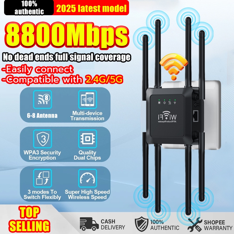 WiFi Repeater Fullsignal at10000meters 2.4/5G 8-antenna 1200Mbps ...