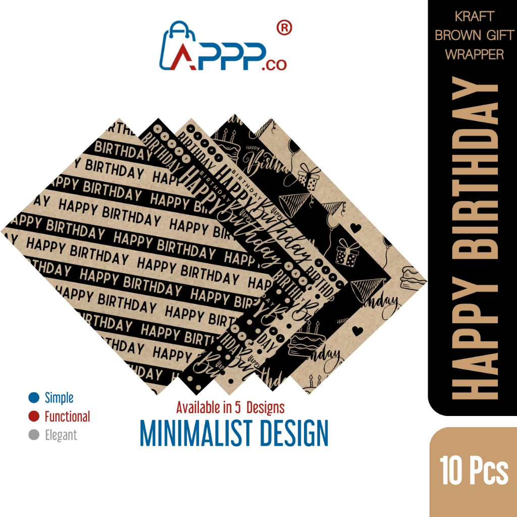 APPP.Co Kraft Gift Wrapper - Happy Birthday 10pcs | Shopee Philippines