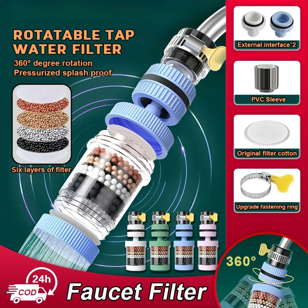 360°Faucet Filter Water Saving Kitchen Splash Proof Water Purifier ...