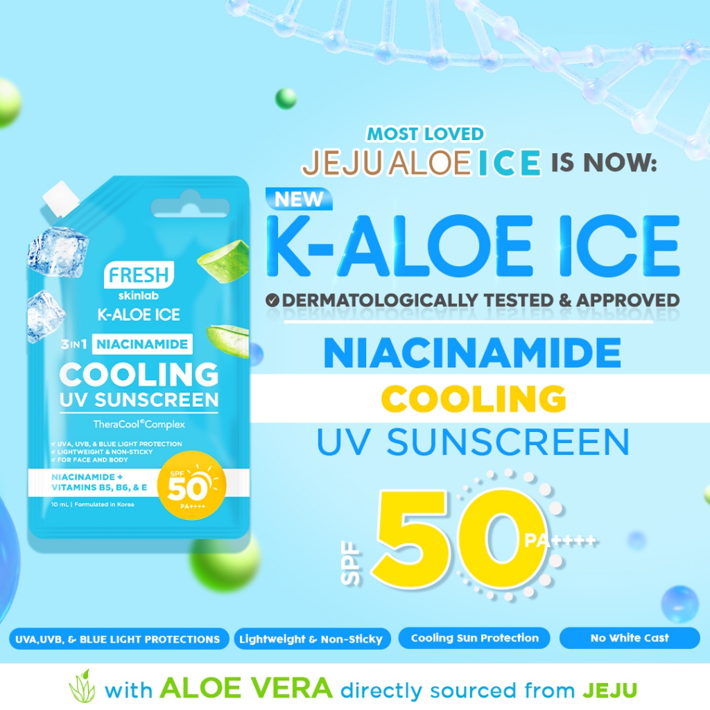 Fresh Skinlab K-Aloe Ice 3 in 1 Cooling UV Sunscreen 10mL | Shopee ...