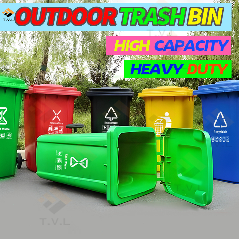 240L Big Trash Bin With Pedal Outdoor Sanitation Impact Resistant ...