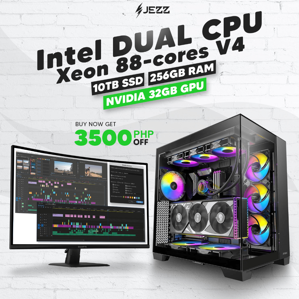 2 CPU in 1 88-Core Workstation PC | 3.6GHz | 256GB RAM | 2TB SSD | High ...