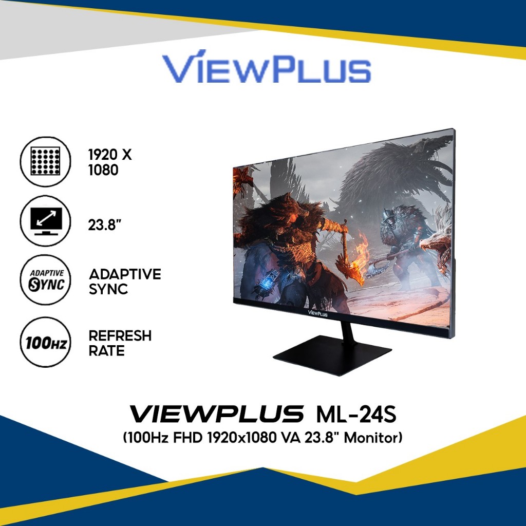 VIEWPLUS ML-24S 100Hz FHD 1920x1080 VA 23.8" Monitor | Shopee Philippines