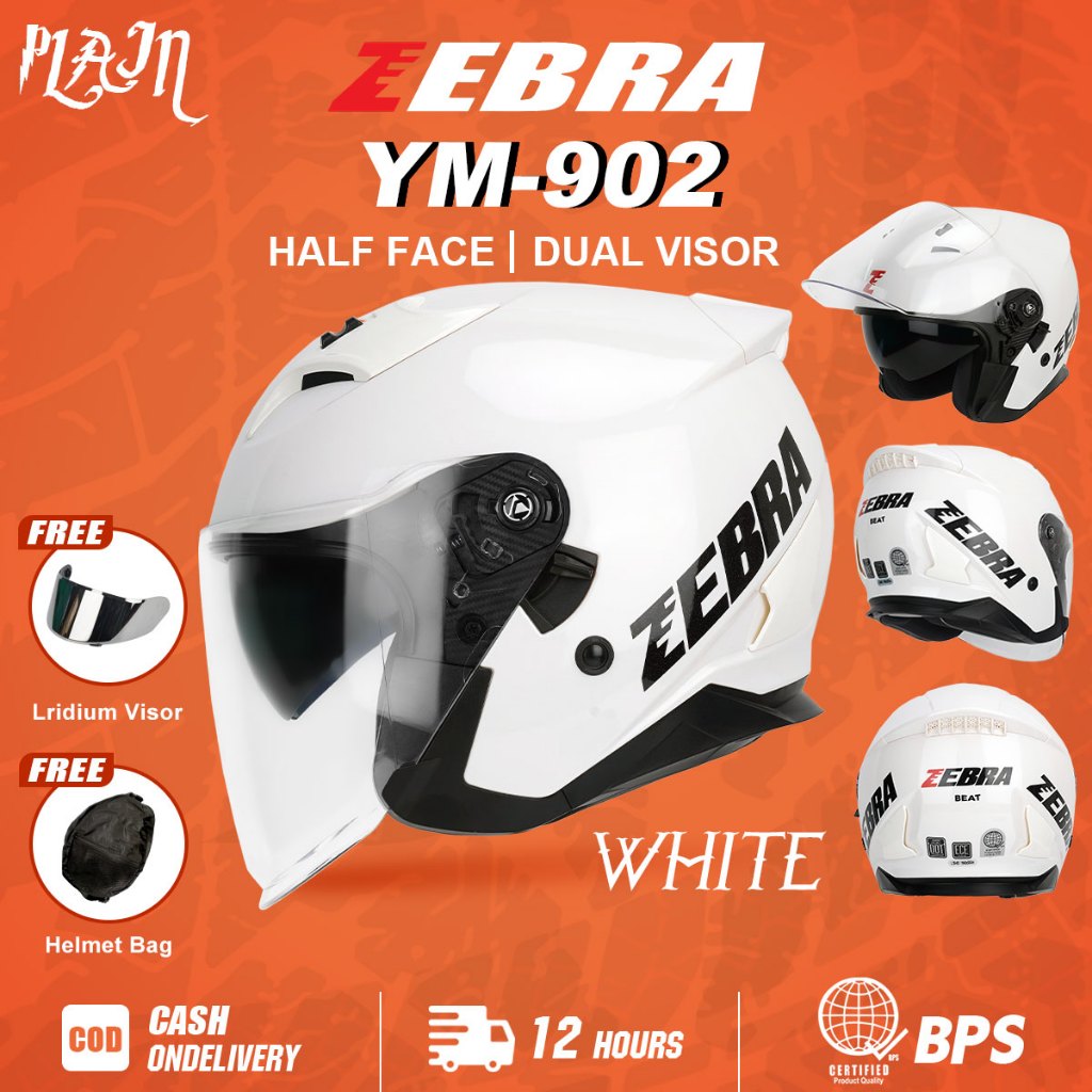 ZEBRA half face helmet dual visor motorcycle helmet for men and women ...