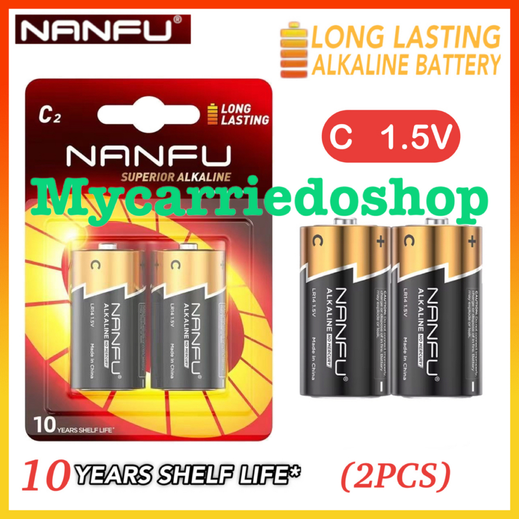 NANFU Alkaline Battery LR14 1.5Volt C Cell Batteries Long Lasting ...