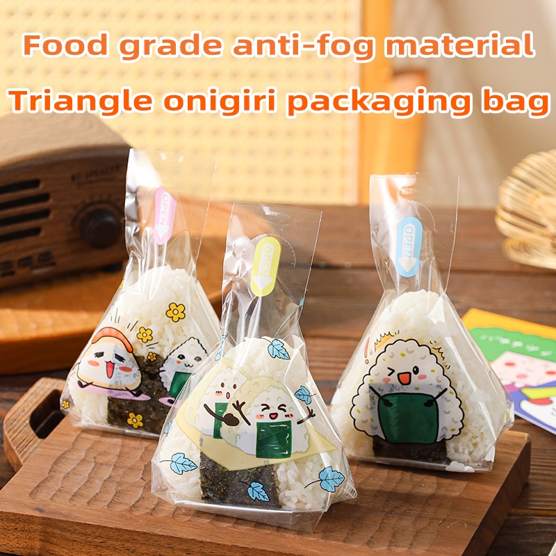 50Pcs/Set Lovely Cartoon For Onigiri Packaging Bags Triangle Rice Ball ...