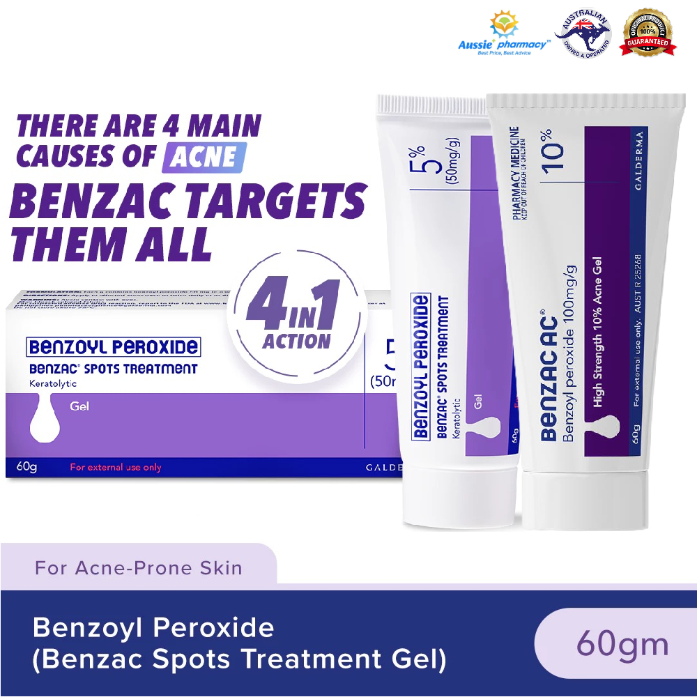 Benzac Benzoyl Peroxide Spots Treatment Gel (Anti-Acne Pimple Cream) 5% ...