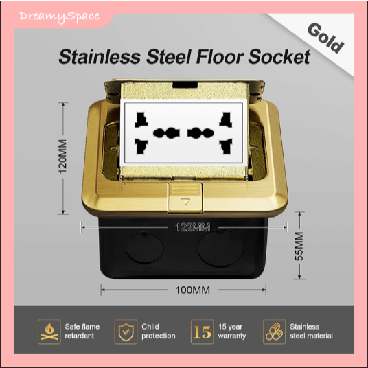 Universal 250V Floor Ground Outlet Power Sockets 6 Prong Receptacle for ...