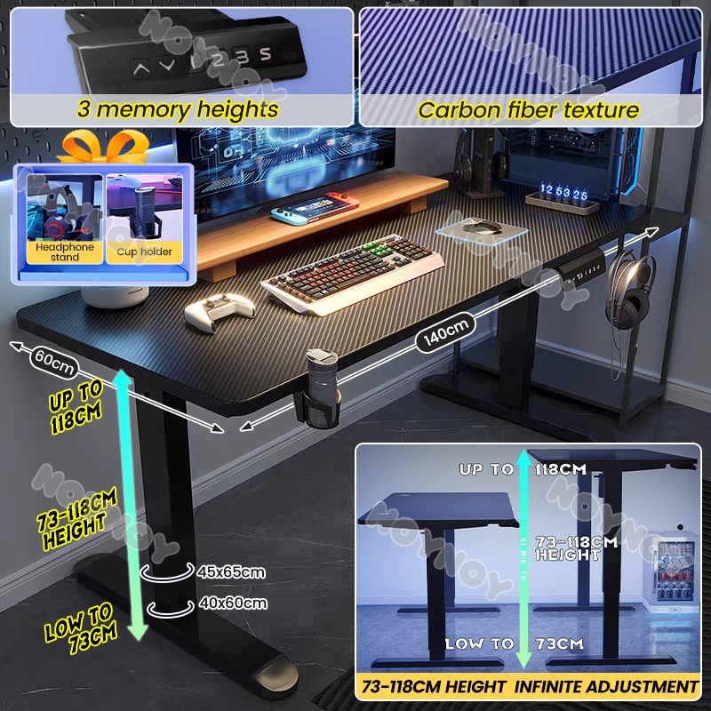 Electric Elevating Computer Table Lifting Gaming Desk Computer Office ...