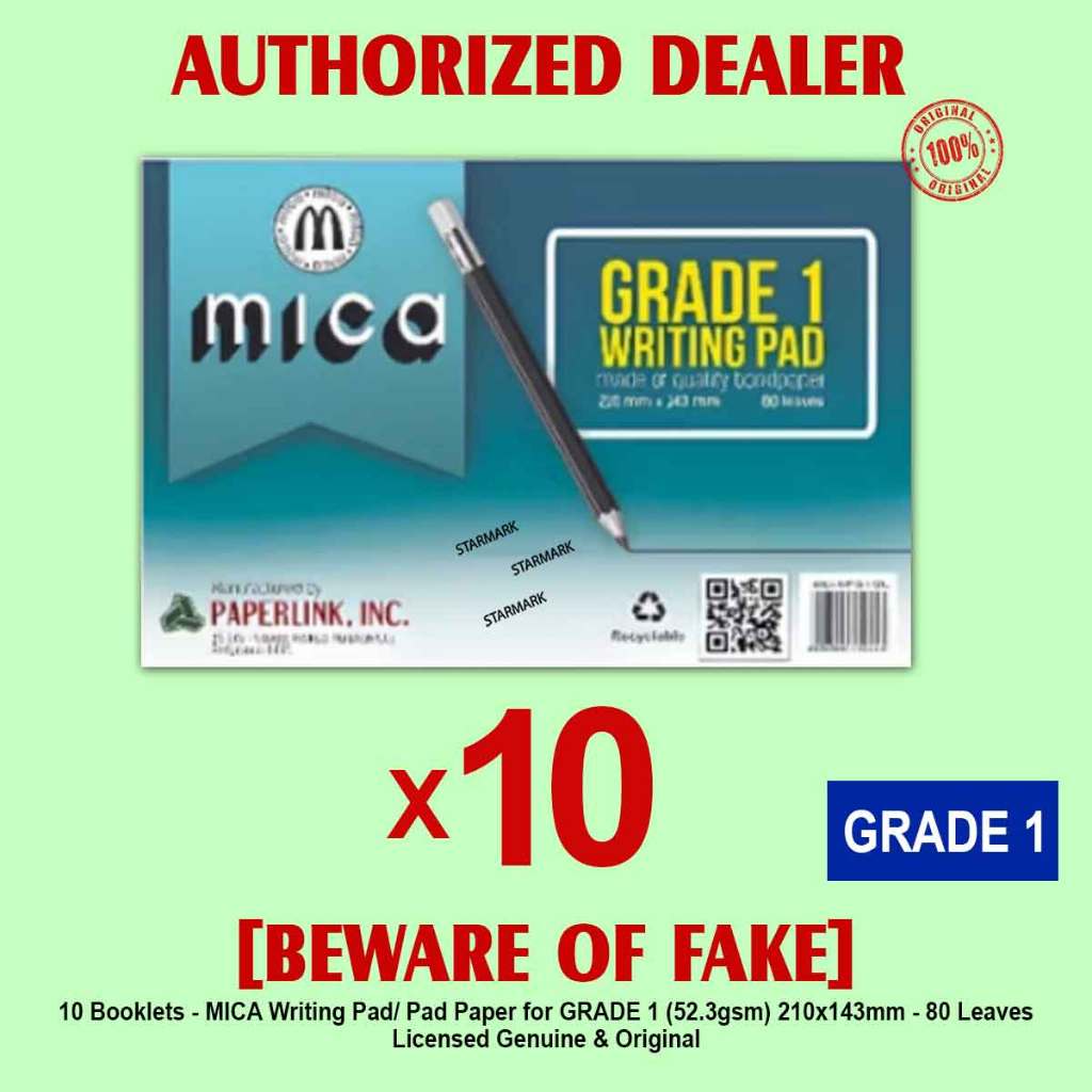 MICA Grade Pad Paper Papers Pads for GRADE 1 - 210x143mm 52.3gsm 80 ...