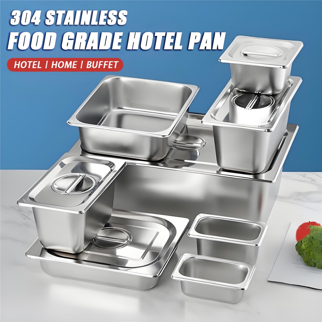 304 Stainless Steel Hotel Pan With Cover Buffet Food Storage With Lid ...
