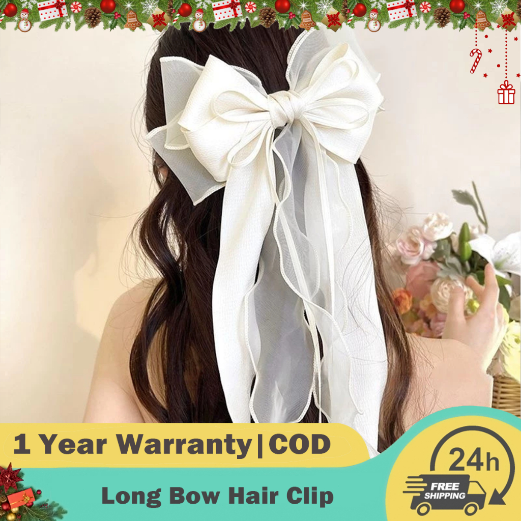 Big Ribbon Hair Clip Fashion Hair Bows Elegant Long Bow Hairpin Large ...