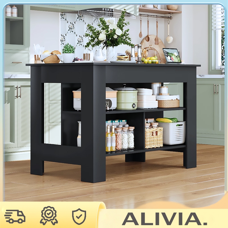 Alivia.Wooden Kitchen Island With Shelf Island table Bar Table Kitchen ...