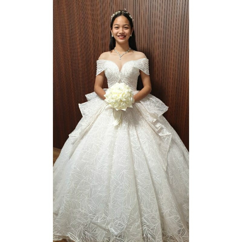 G278 Off shoulder Wedding Gown | Shopee Philippines