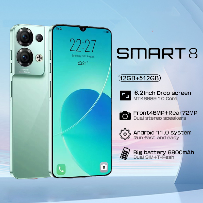 Smart 8 CellPhone [6GB + 128GB] 2025 Original 5G Phone Android Mobile ...