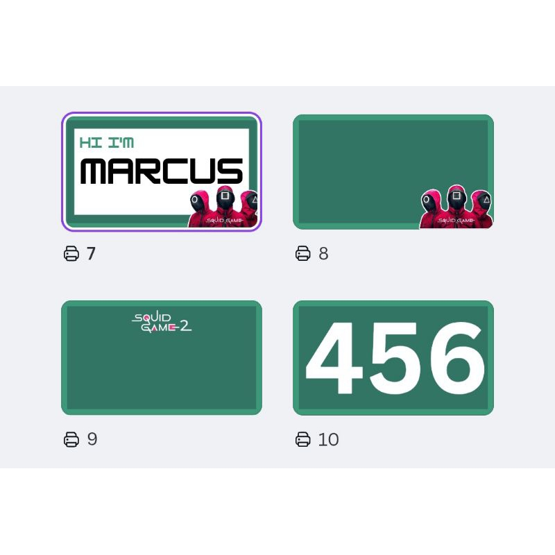 Name tag sticker for birthday any theme 10pcs squid game, kuromi, etc ...