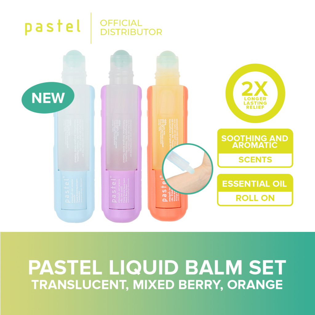 Pastel Liquid Balm Trio Set (Translucent, Mixed Berry, Orange) (3ml ...