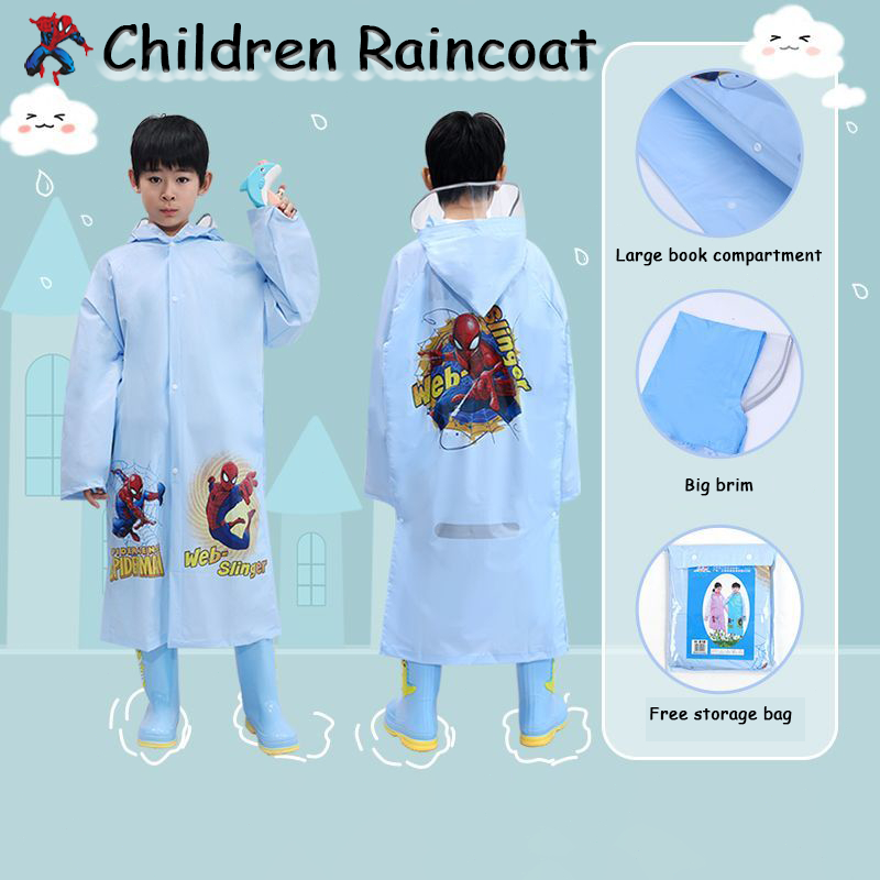 【COD】PVC Raincoat For Kids Boys Girls Pupils With Bags Full Body ...