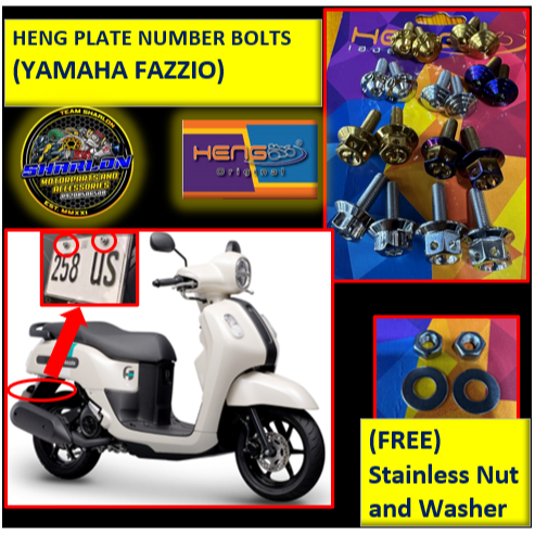 HENG Original Name Plate Number Bolts for YAMAHA FAZZIO (2pcs)(Free ...