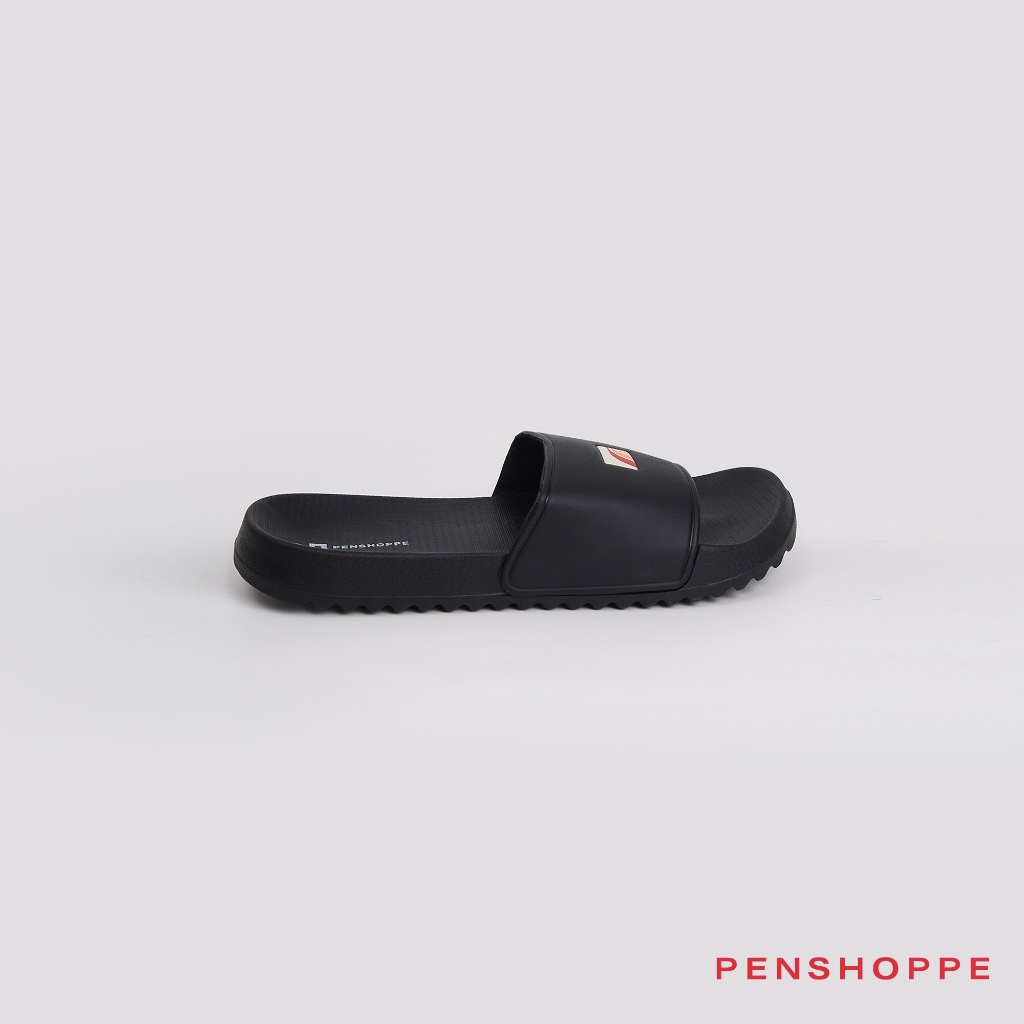 Penshoppe PU Leather Slides Slippers with Graphic Print For Men (Black ...