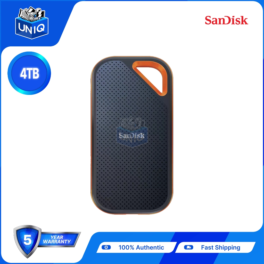 Sandisk Extreme PRO 4TB Portable SSD V2 (SDSSDE81-4T00-G25) with Up to 2000MB/s Read and Write ...