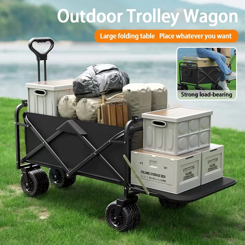Camping trolley cart wagon trolley With Storage Basket Folding Wagon ...