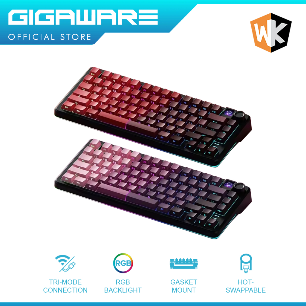 Gigaware Weikav WK75 Tri Mode Gasket Mount Hot Swappable RGB Backlight Mechanical Gaming ...