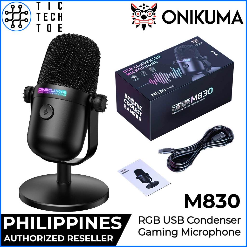 Onikuma M830 USB Condenser Gaming Microphone RGB Light Mute Button ...