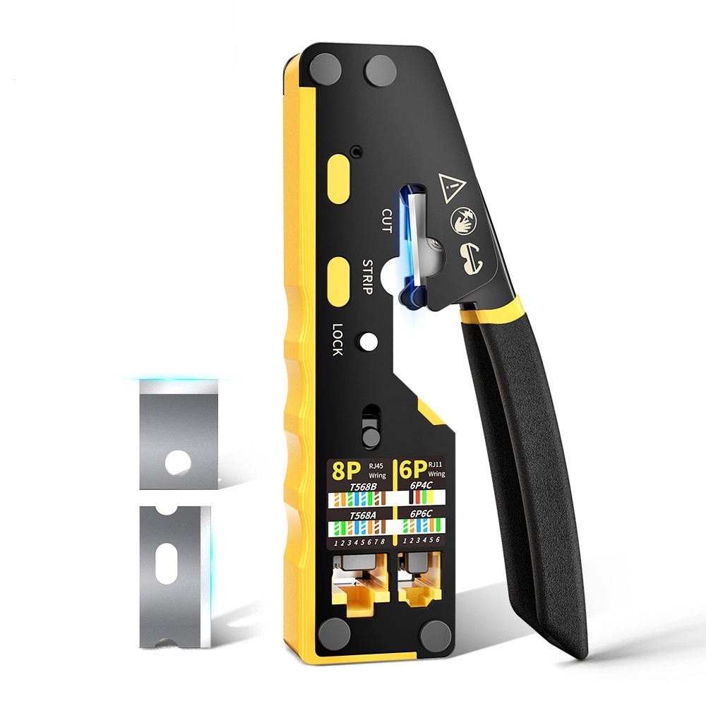 RJ45 RJ11 Pass Through Crimper Tool Crimping Tool for CAT7/CAT6A/CAT6 ...