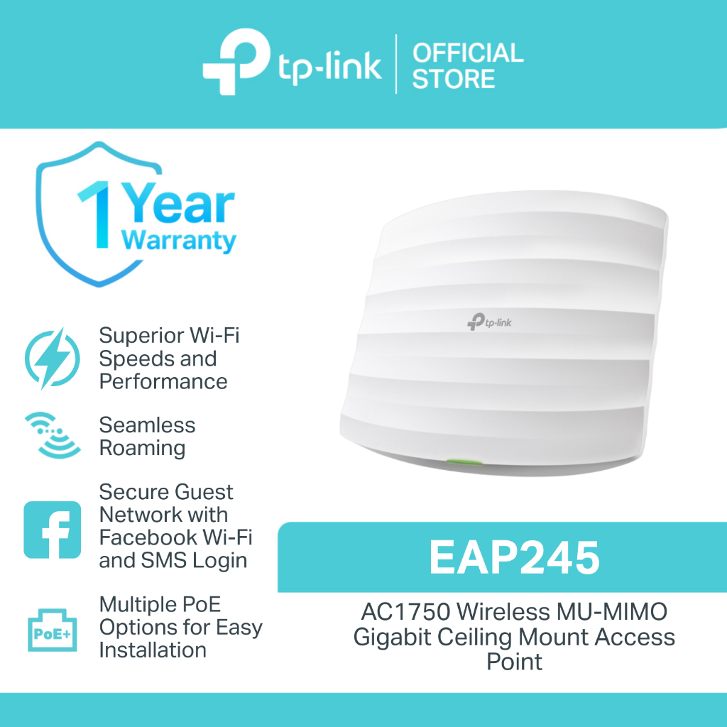 TP-Link | EAP245 | AC1750 | Wireless | Dual Band | Gigabit | Ceiling ...