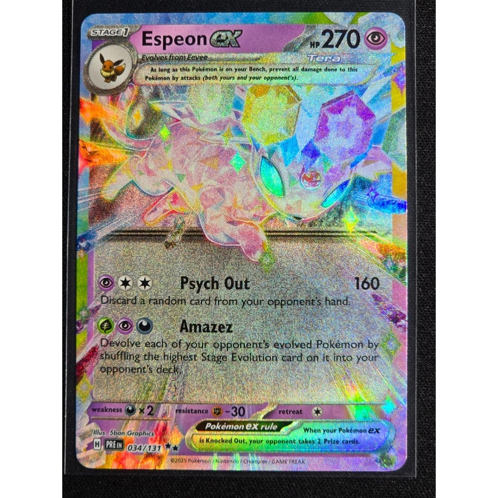 Pokemon TCG Espeon Ex 034/131 Prismatic Evolution Double Rare Full Art ...