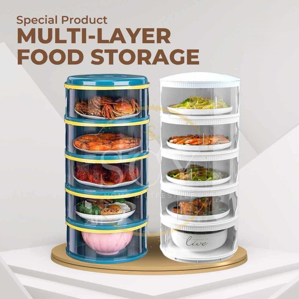 5 layer food keeper Household Multi layer Food Storage Box Anti flies ...