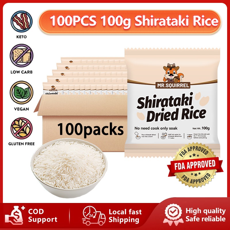 Mr Squirrel 100PCS 100g Shirataki Rice Original Shiritake Rice Keto Low ...