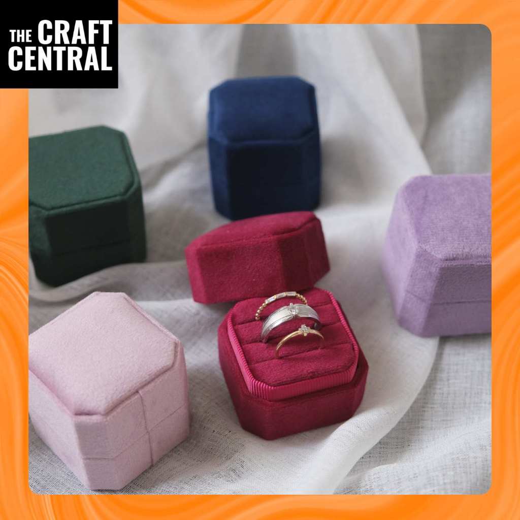Wedding Velvet Ring Box, 3 Slots Jewelry Ring Gift Box Vintage Ring ...