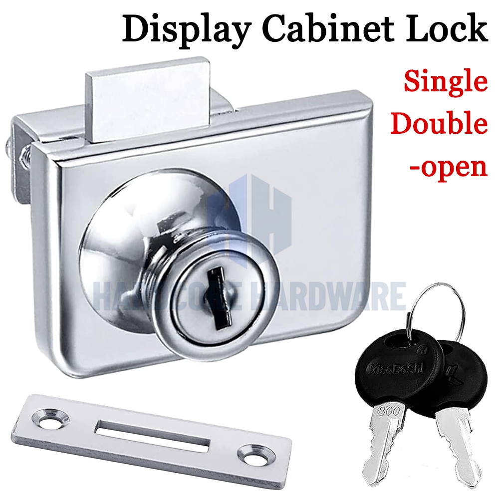 Single Double Glass Lock Showcase Push Sliding Locks Zinc Alloy Display ...