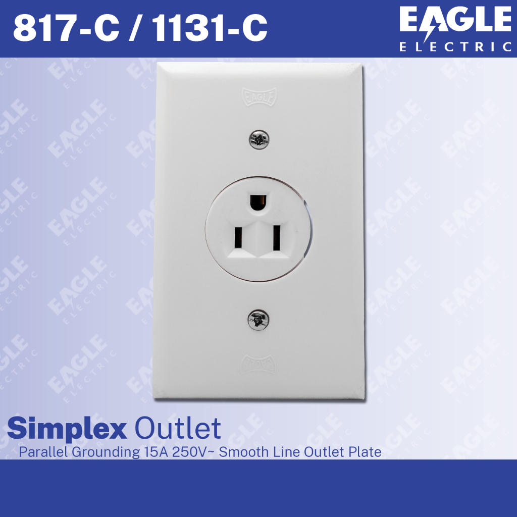 EAGLE 817-C/1131-C 1-Gang Parallel Grounding Smooth Line Power Outlet ...