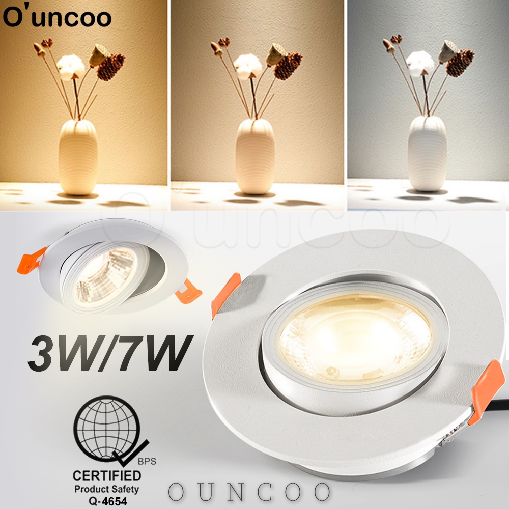 O'uncoo Pin Light Angle Adjustable Tri Colors Spotlight Led Downlight ...