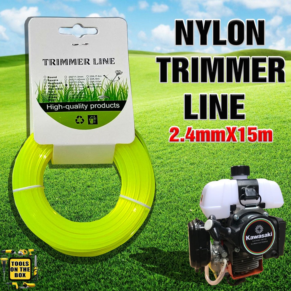 Nylon String Trimmer Line 2.4mm x 15m Square Orange (Tansi) for Grass Cutter, Brush Cutter ...