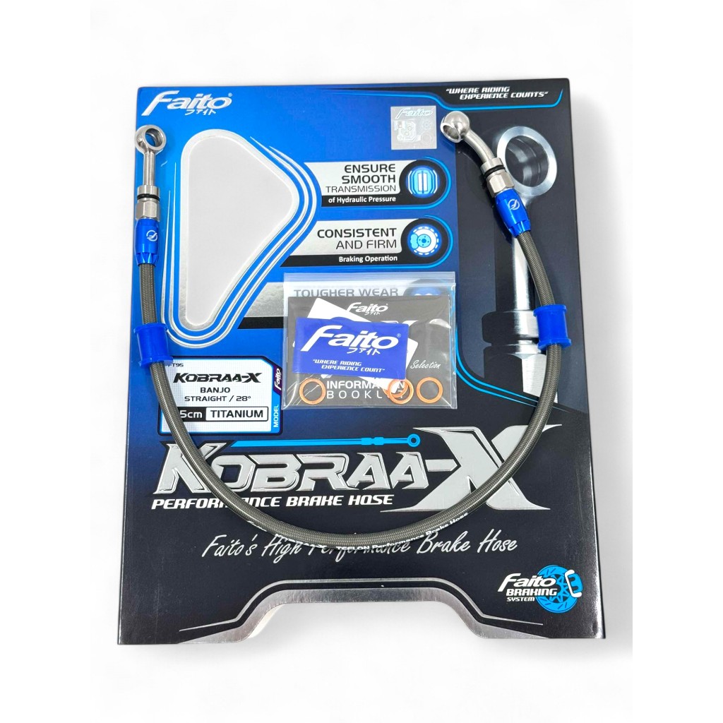 FAITO (KOBRAA-X) DISC CALIPER HOSE 55CM/95CM TITANIUM (SOLD PER PIECE ...