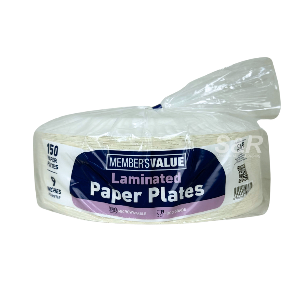Member's Value 9-inch Laminated Paper Plates 150 Pieces | Shopee ...