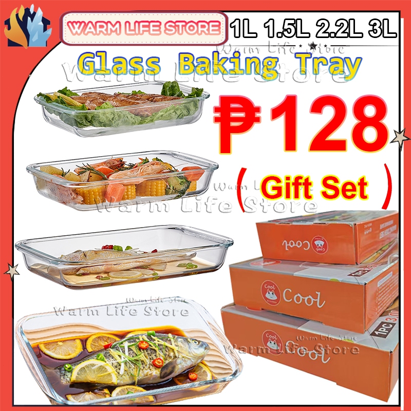 Rectangular Tempered Glass Baking Tray Microwave Oven With Handle 1.0/1 ...