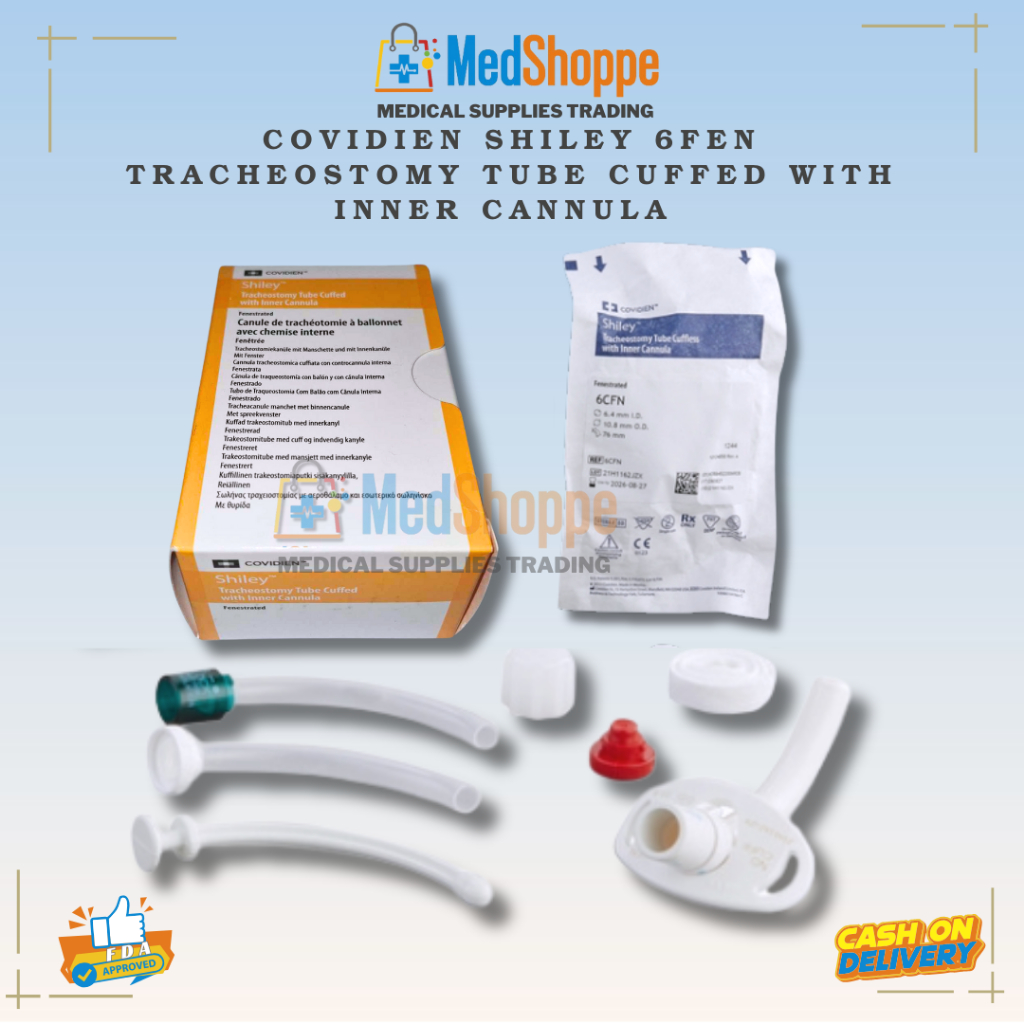 COVIDIEN SHILEY 6 FEN TRACHEOSTOMY TUBE CUFFED WITH INNER CANNULA ...