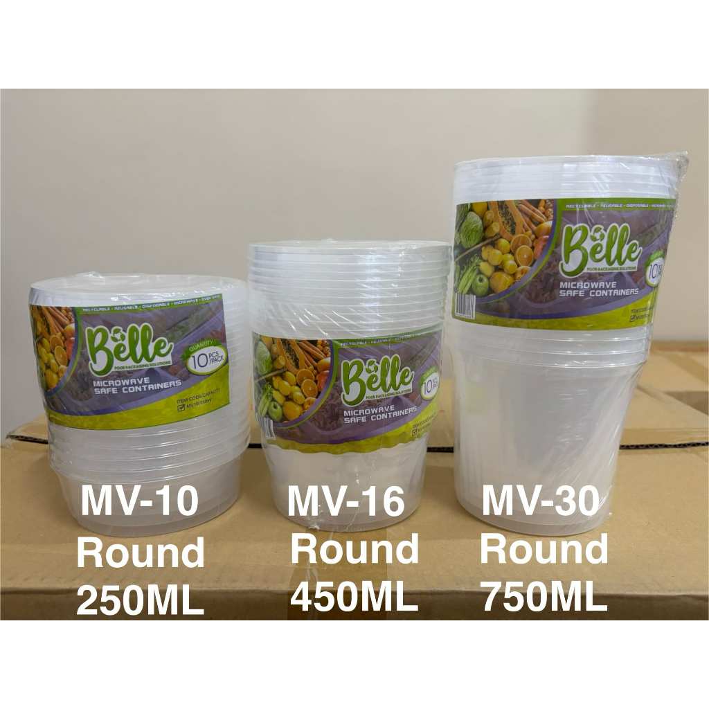 PER PACK (10 PCS) BELLE Microwavable Container ROUND RO10, RO16, RO30 ...