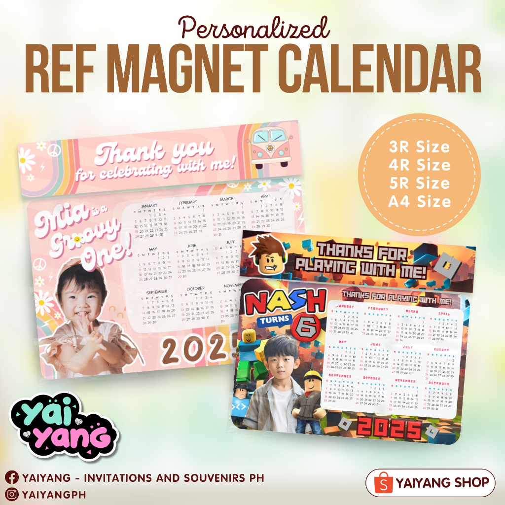 PERSONALIZED REF MAGNET CALENDAR │ 3R, 4R, 5R, A4 SIZE | Shopee Philippines