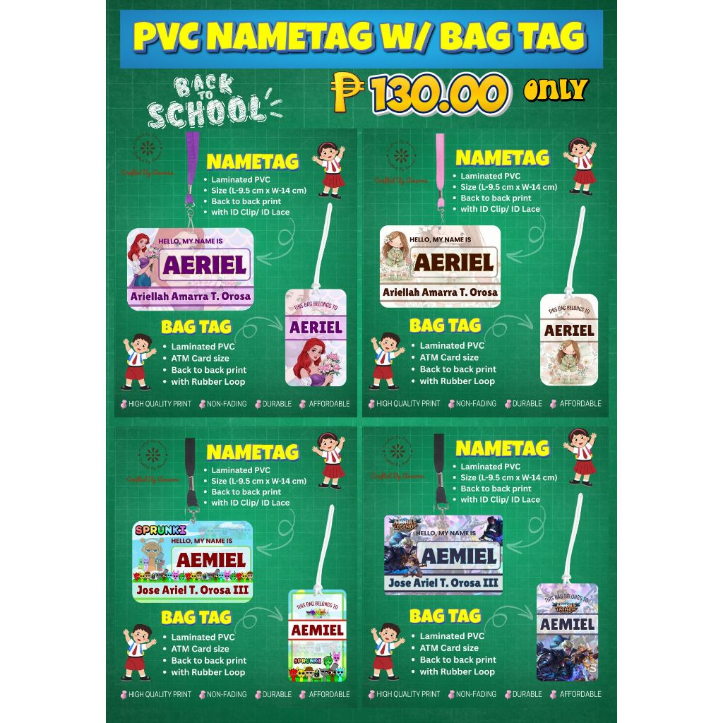 PVC NAME TAG WITH BAG TAG BUNDLE/ PVC NAMEPLATE AND BAG TAG | Shopee ...