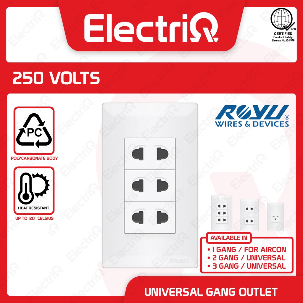 Electriq l Royu Super Wide Series 1/2/3 Gang Universal/Aircon Outlet ...