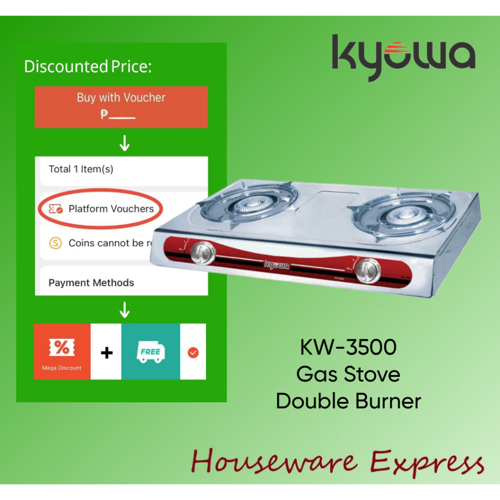 Kyowa KW-3500 Double Burner Gas Stove Stainless KW3500 (Houseware ...