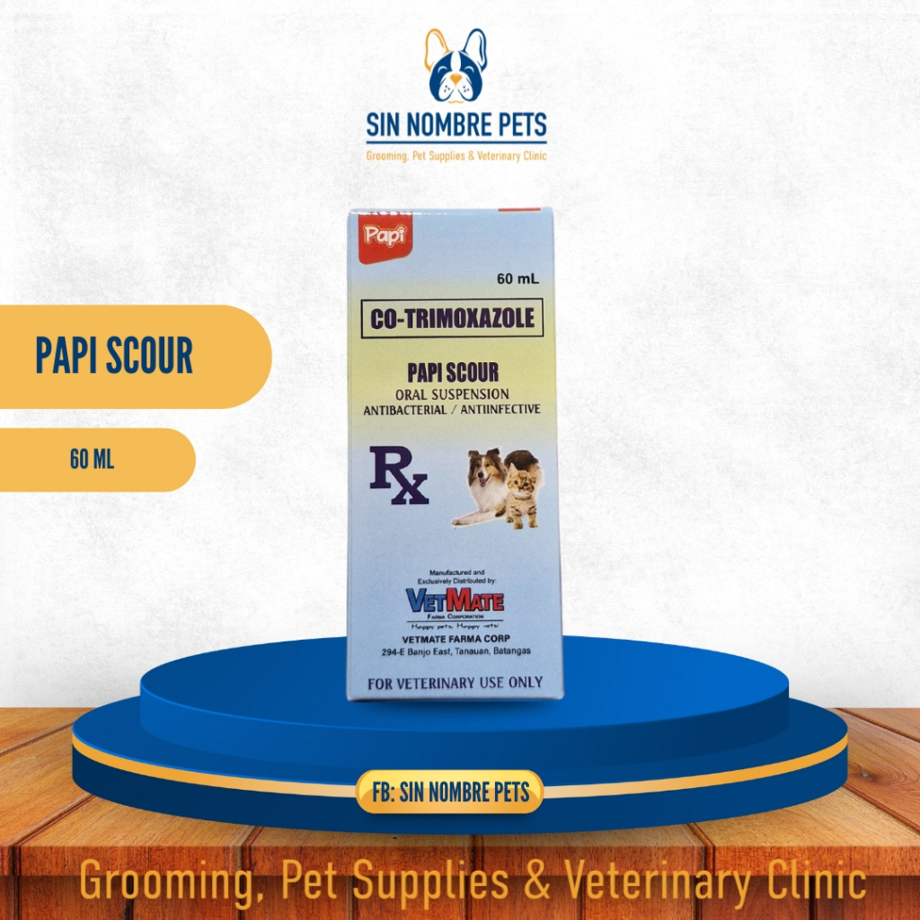 Papi Scour syrup 60 ml Anti Diarrhea for pet dogs & cats Co-Trimoxazole ...