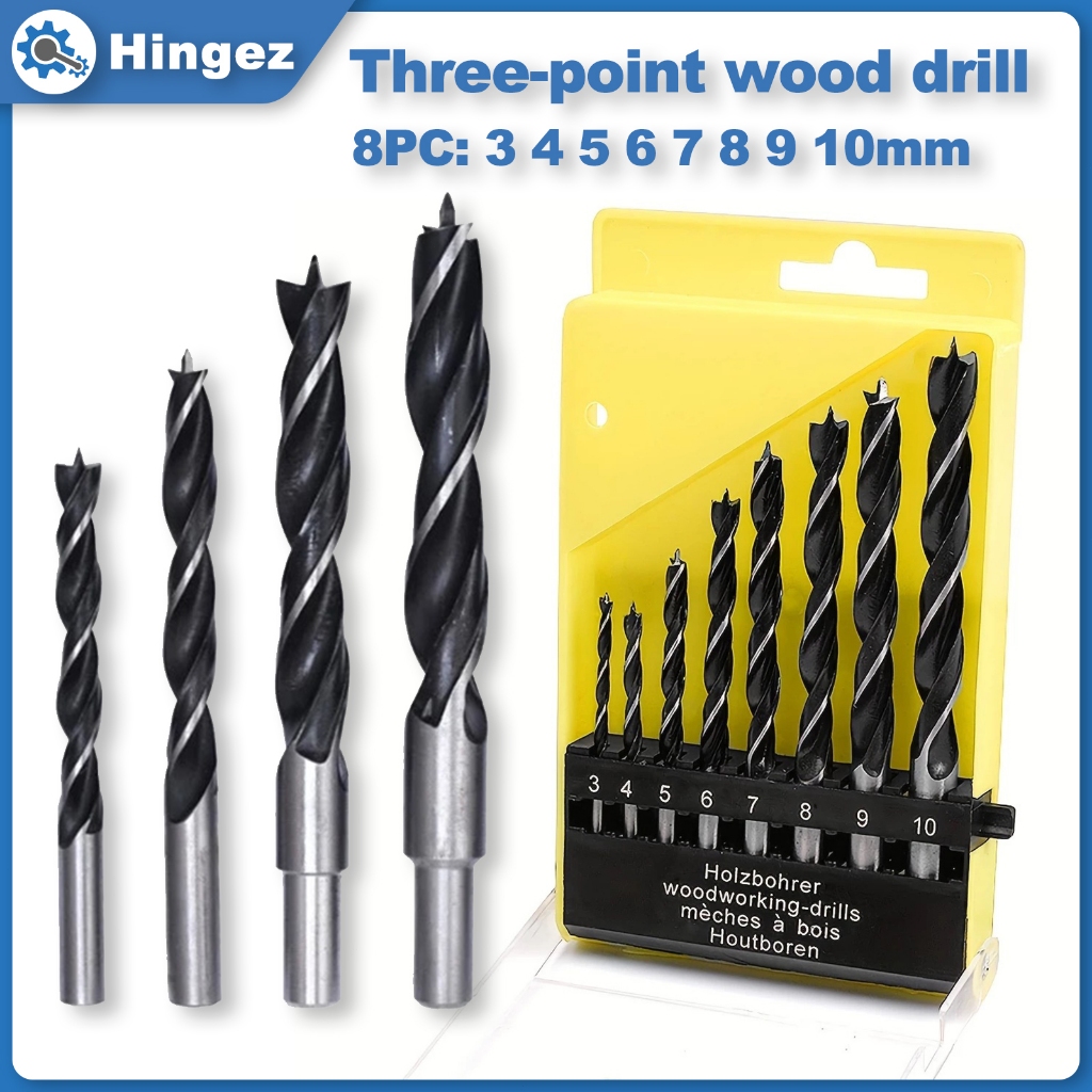 8Pcs Twist Drill Bit for wood Three-point wood Drill Reamer Centering ...
