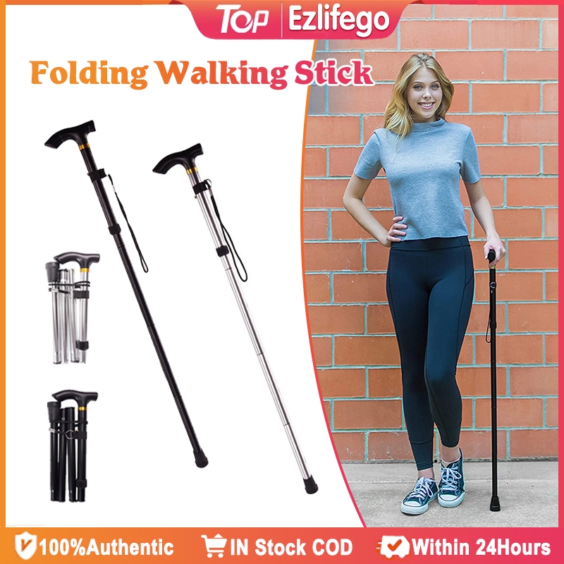 Adjustable Folding Cane Telescopic Lightweight Safe Hiking Stick ...